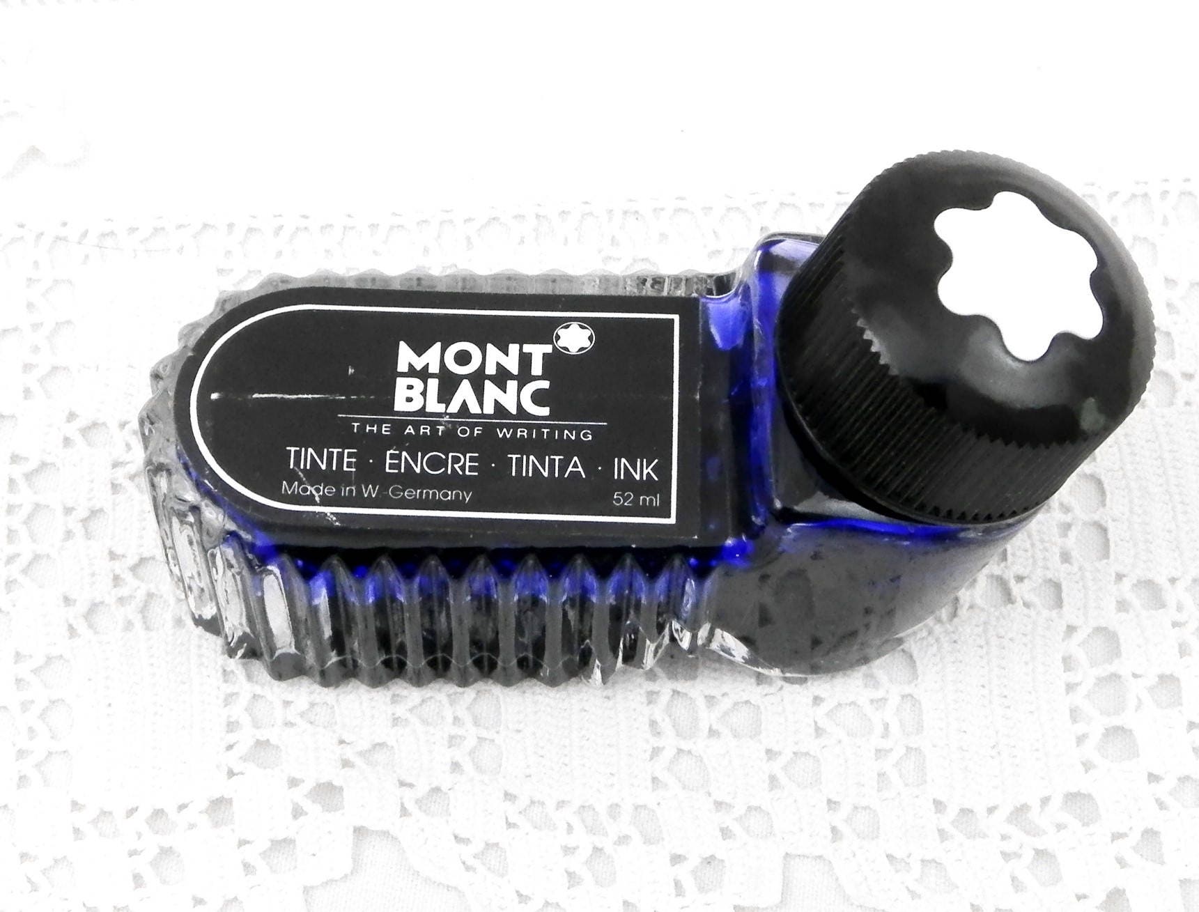 Vintage Mont Blanc Tinta Ink Bottle Shaped as Shoe with Original Blue ...
