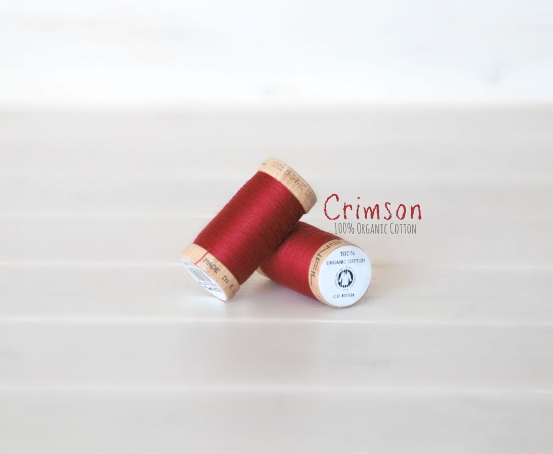 Crimson Organic Cotton Thread: 300 Yards GOTS Certified - Etsy