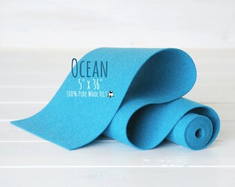 100 Percent Wool Felt Roll in Color OCEAN 5 X 36 Wool Felt Blue Felt - Etsy