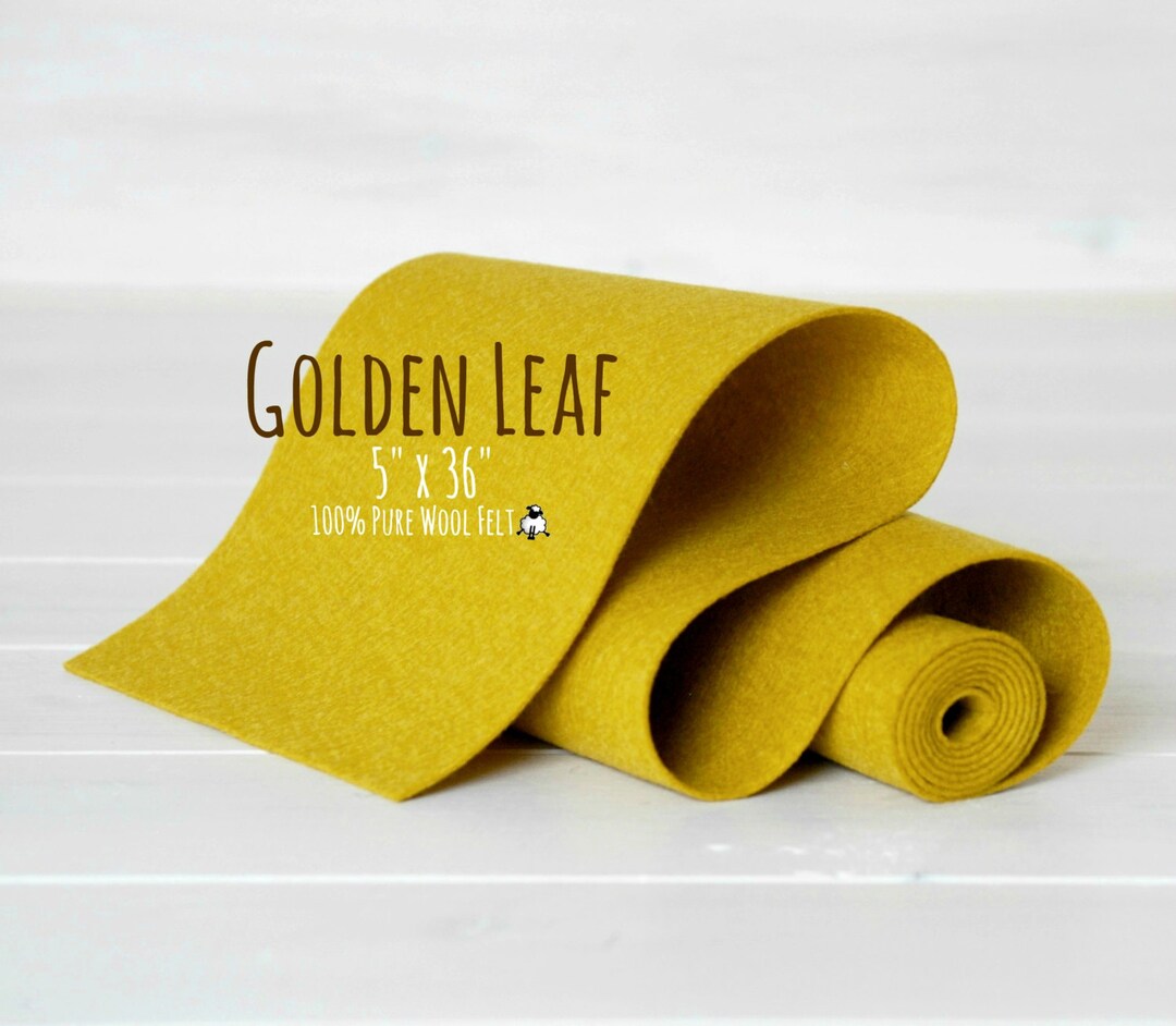 100% Merino Wool Felt Roll- 5" X 36" Roll- Wool Felt Color Golden Leaf ...