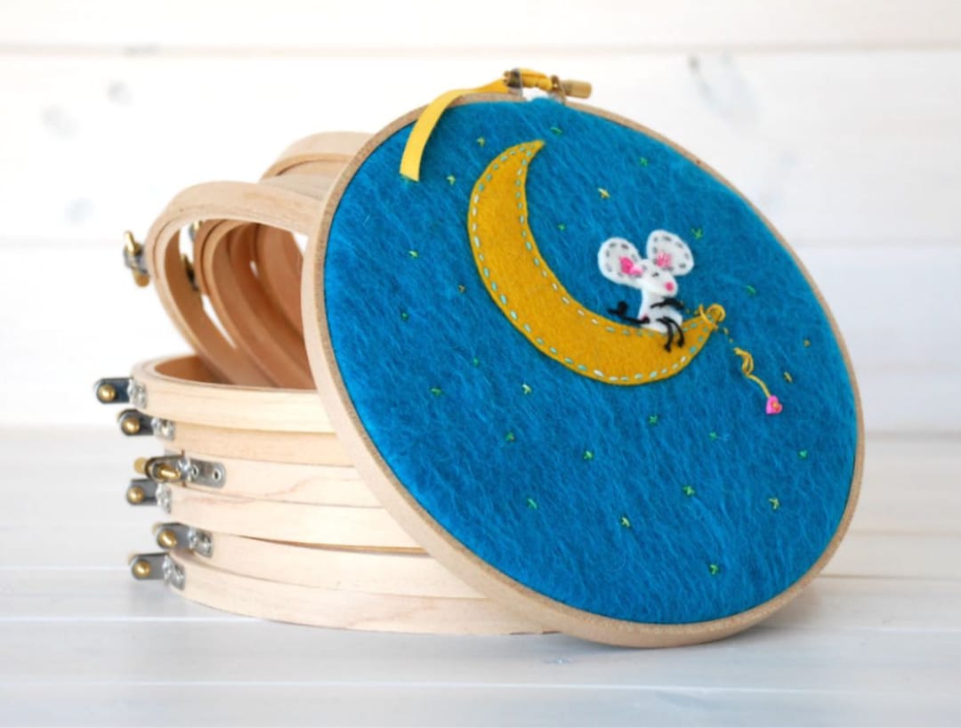 6 - Pack - 7" Wooden Embroidery Hoop - Wooden Hoops - Needle Craft ...