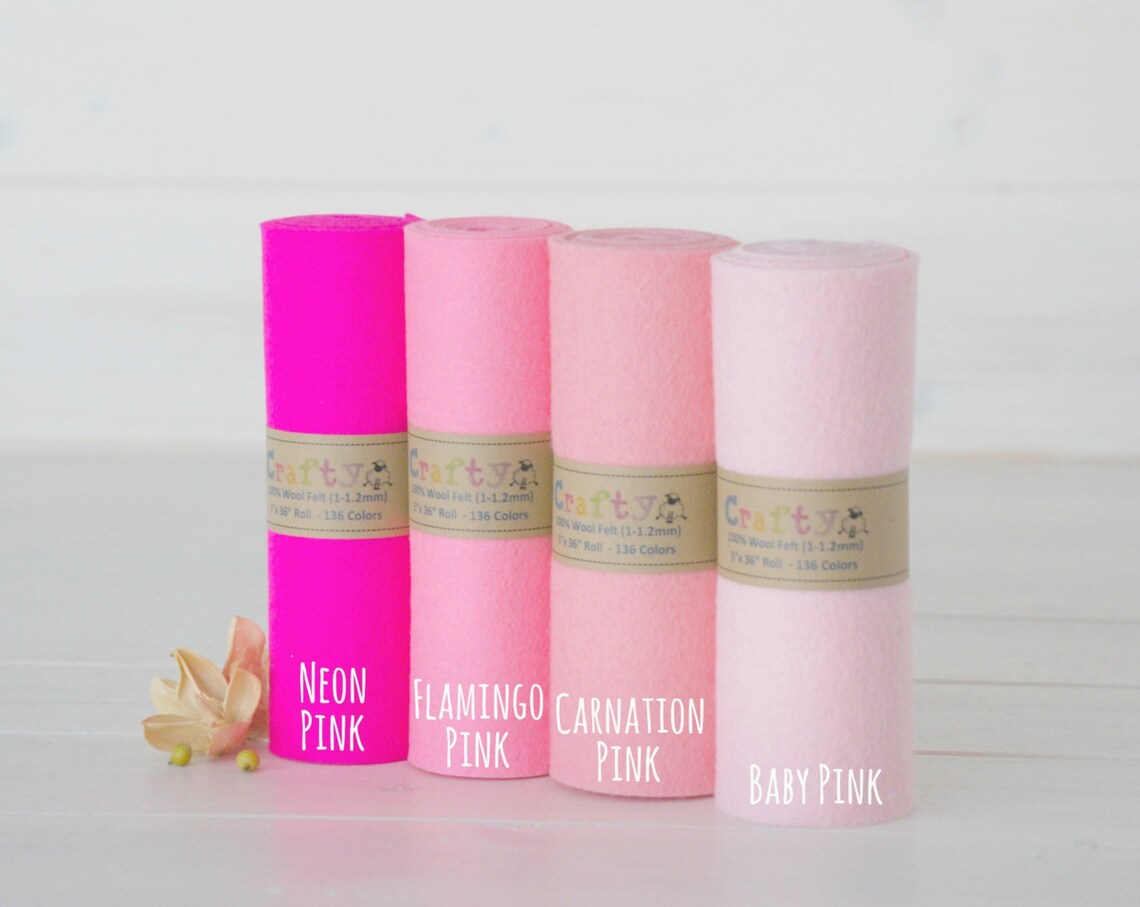 Merino Wool Felt Roll: FC-4150, Flamingo Pink, 5" X 36" - Etsy