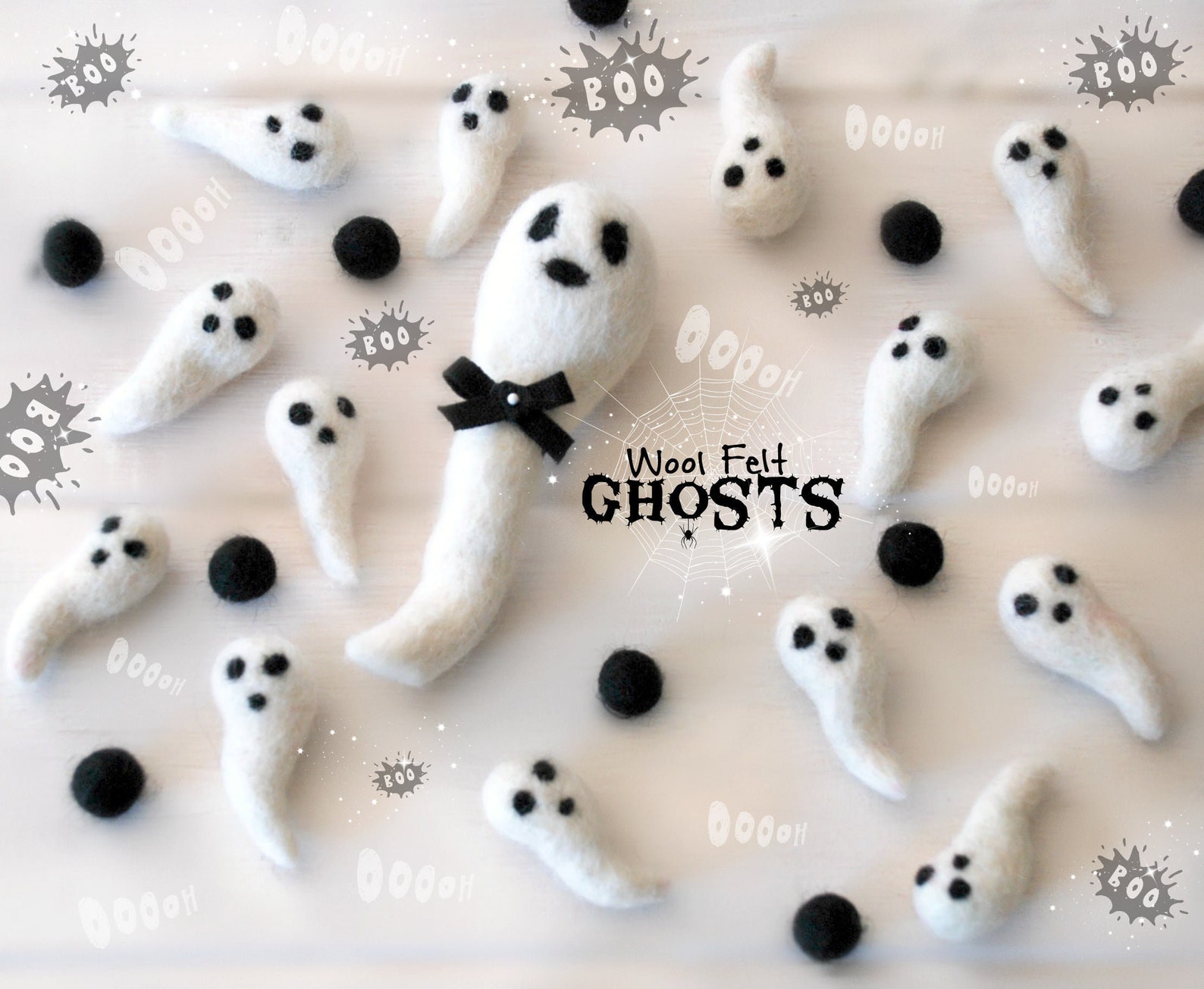 Felted Ghosts Wool Felt Ghost DIY Garland Halloween - Etsy
