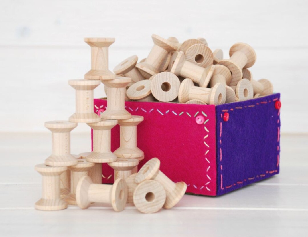 Wood Spools - 20 Small Wooden Spools - Unfinished -1-1/8th" X 7/8th ...