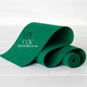 100% Merino Wool Felt Roll - 5" X 36" Roll - Wool Felt Color Ivy-1250 ...