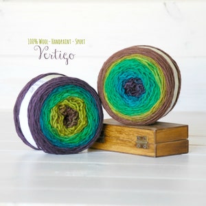 Hand Dyed Gradient Yarn 100% Wool Color: Vertigo Ombre 1ply Sport Yarn ...