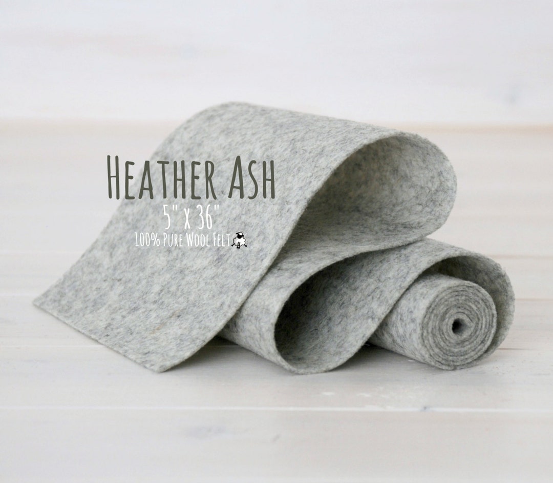 100% Merino Wool Felt Roll - Wool Felt Roll 5" X 36" - Wool Felt Color Heathered Ash-9040 ...