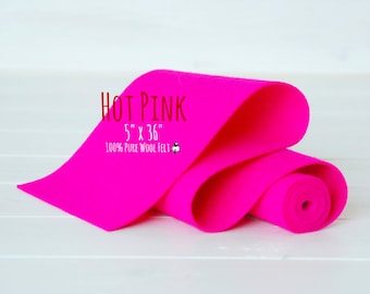 100 Percent Wool Felt Roll Wool Felt Color NEON PINK 5 X 36 Wool Felt ...