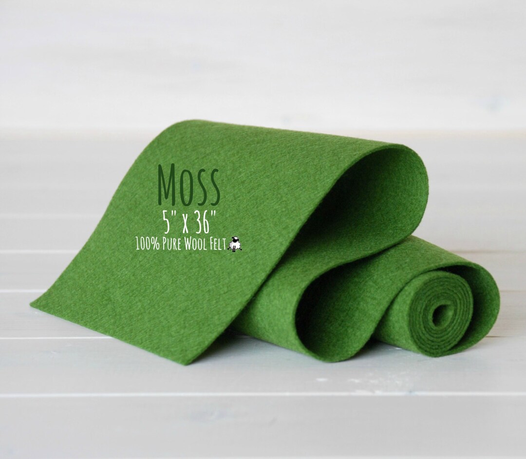 100% Merino Wool Felt Roll - 5" X 36" Roll - Wool Felt Color Moss -1080 ...