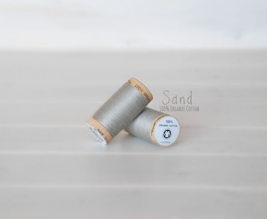 Cotton Thread GOTS - 300 Yards Wooden Spool - Thread Color Sand - No ...
