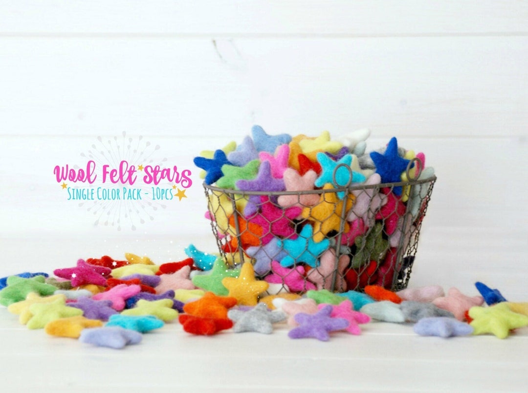 Felt Stars: 10 Handmade Wool Felted Stars - DIY Craft Supplies - Etsy