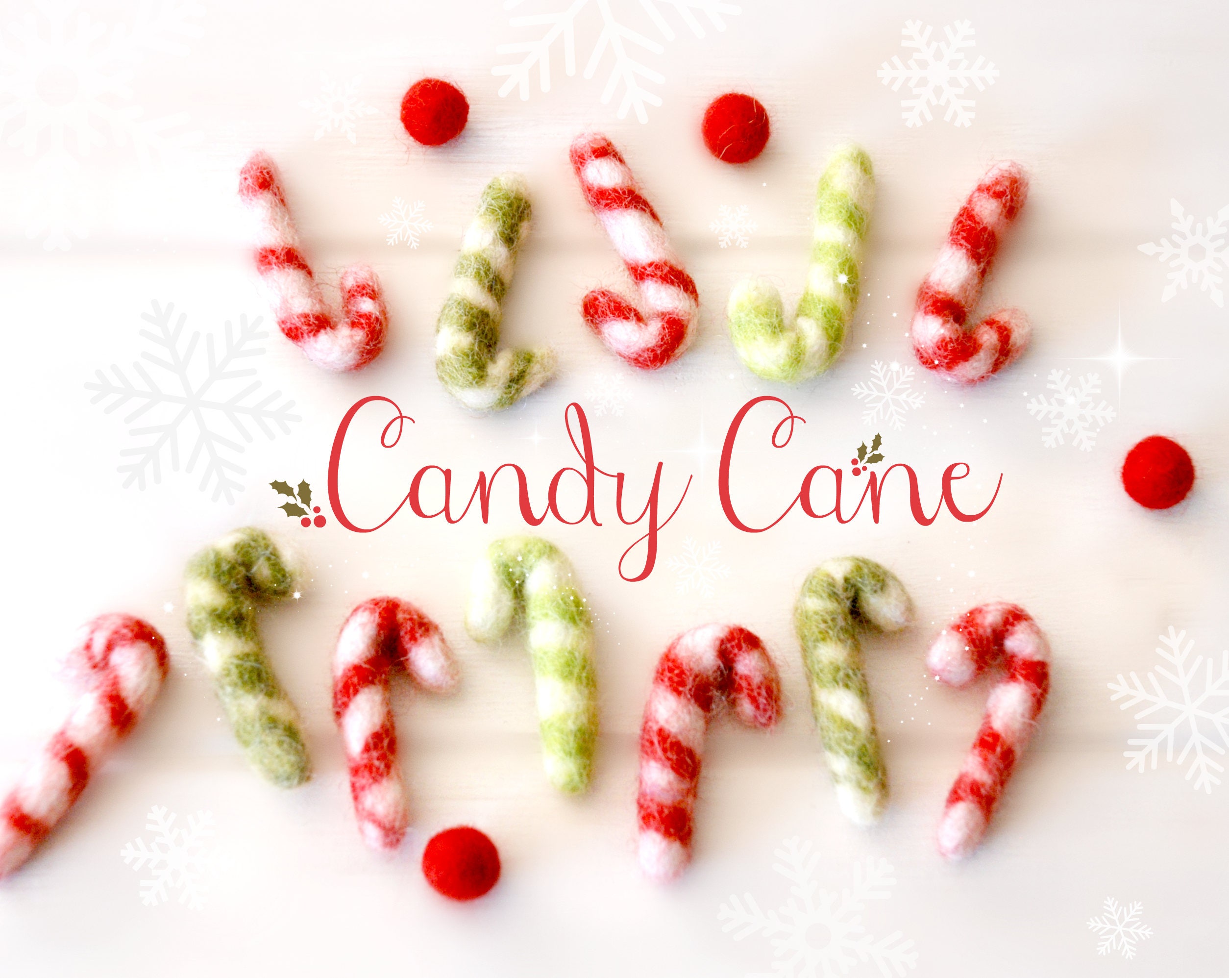 Felted Candy Cane - Wool Felt Candy Cane - DIY Garland Candy Cane ...