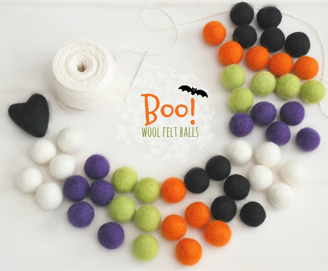 Halloween Felt Balls - 100% Wool Felt Balls - 50 Wool Felt Balls - 2cm ...