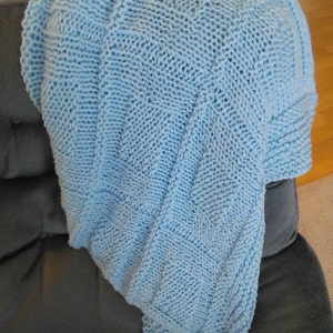 Soft Light Blue Knit Baby Afghan - Etsy