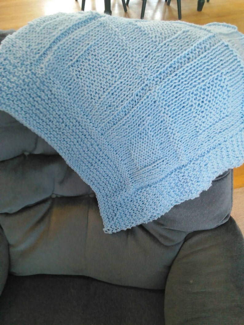 Soft Light Blue Knit Baby Afghan - Etsy