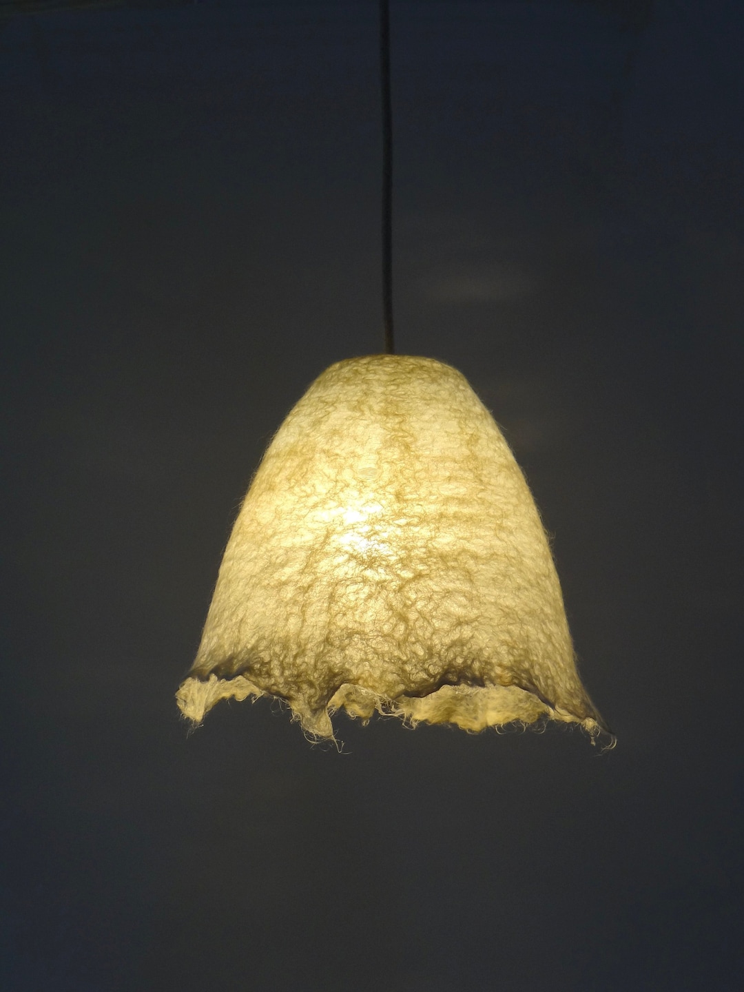 Felted Lamp, Handfelted Lampshade, Felted Natural Warm White Hanging ...