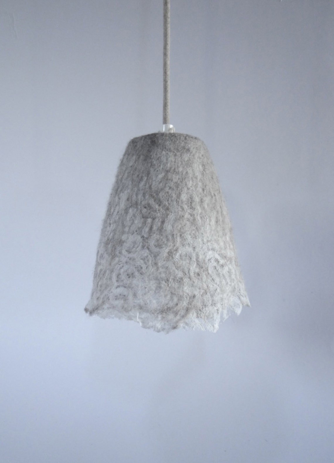 Handfelted Lampshade, Pendant Light, Lamp, Grey Hanging Lamp, Felted ...