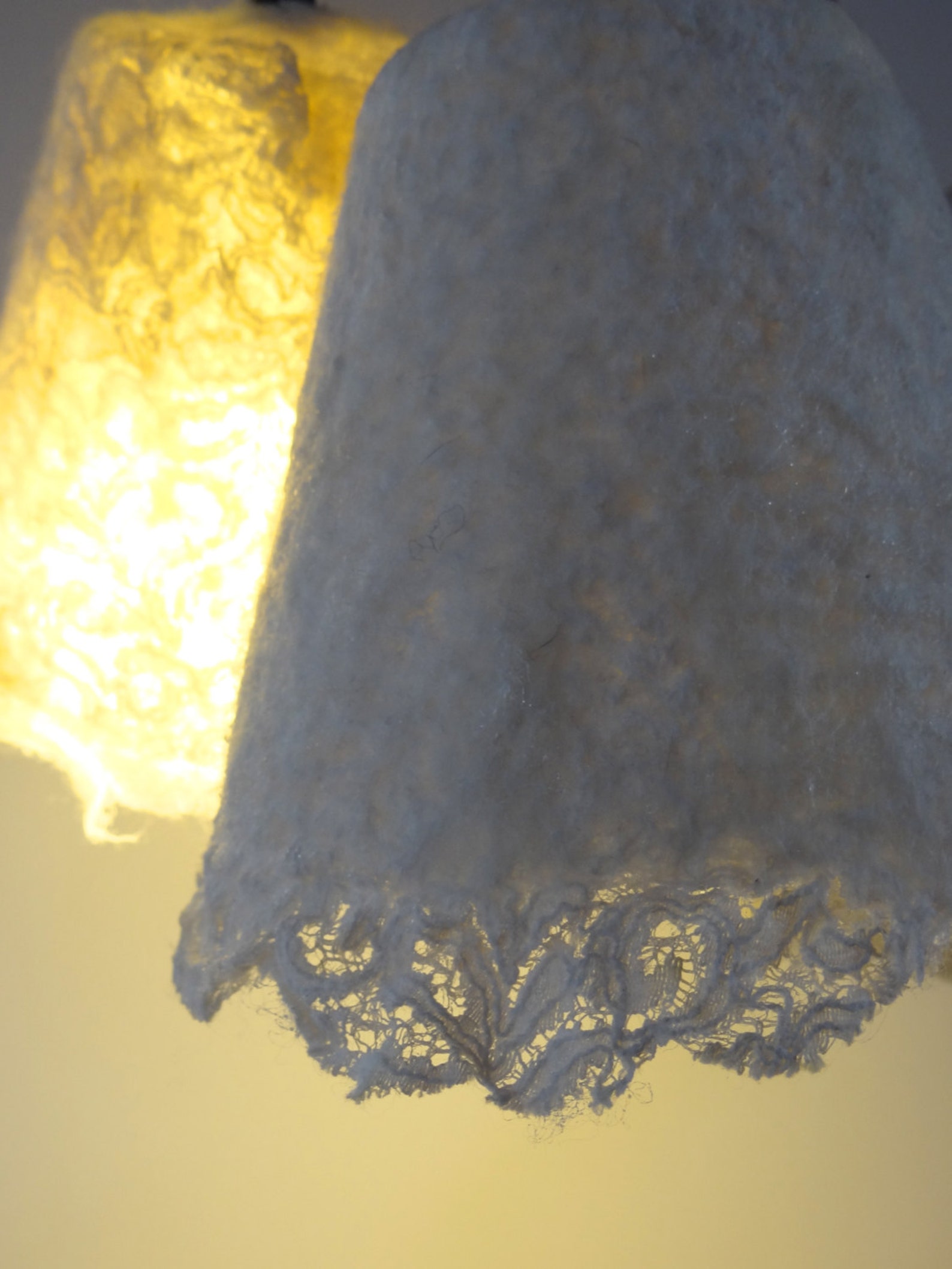 Handfelted Lampshade, Lamp, White Hanging Lamp, Felted Natural White ...