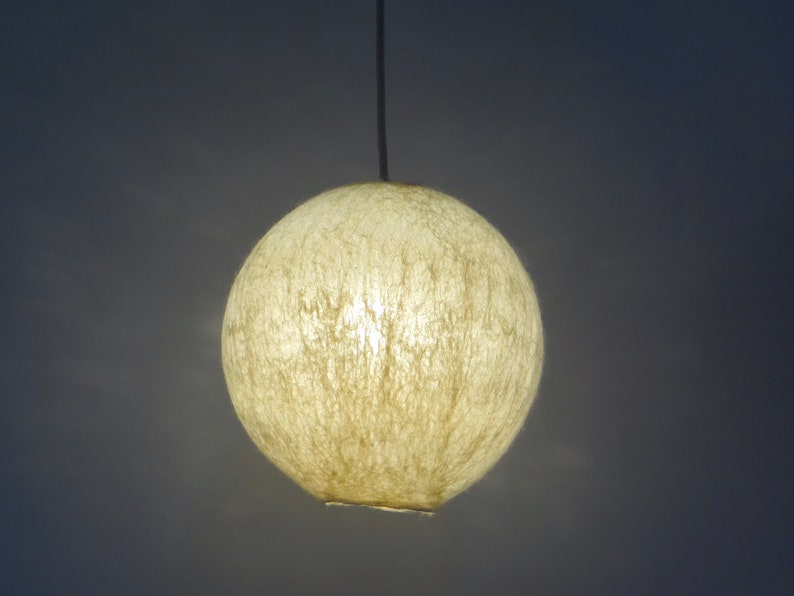 Handfelted Pendant Lamp, Sphere, Felt Lamp, Felted Natural Warm White ...