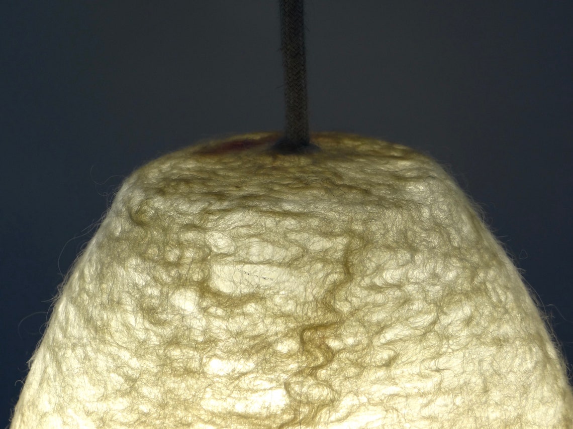 Felted Lamp, Handfelted Lampshade, Felted Natural Warm White Hanging ...