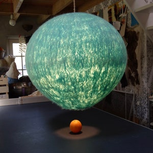 Handfelted Pendant Lamp, Sphere, Felt Lamp, Felted Natural Warm White ...
