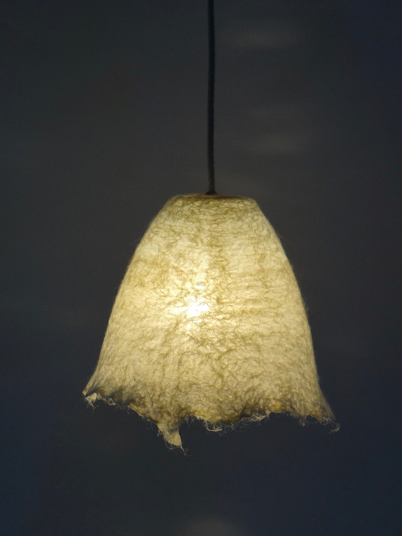 Felted Lamp, Handfelted Lampshade, Felted Natural Warm White Hanging ...