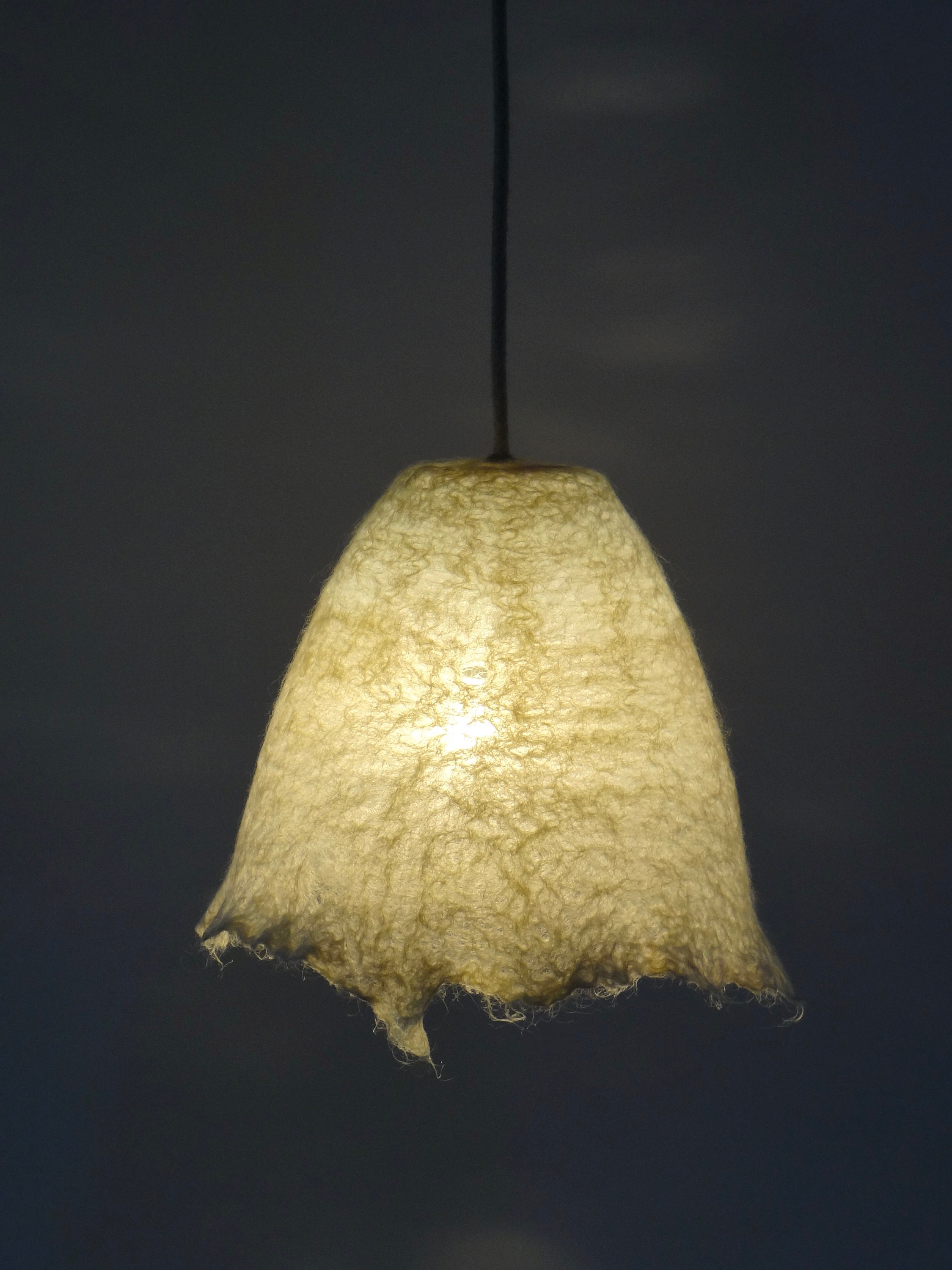 Felted Lamp, Handfelted Lampshade, Felted Natural Warm White Hanging ...