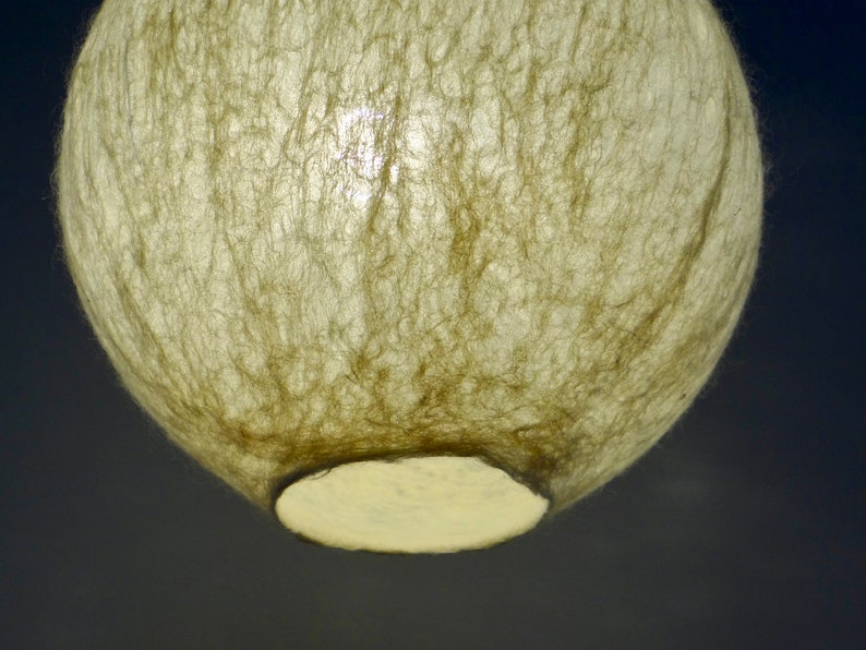 Handfelted Pendant Lamp, Sphere, Felt Lamp, Felted Natural Warm White ...