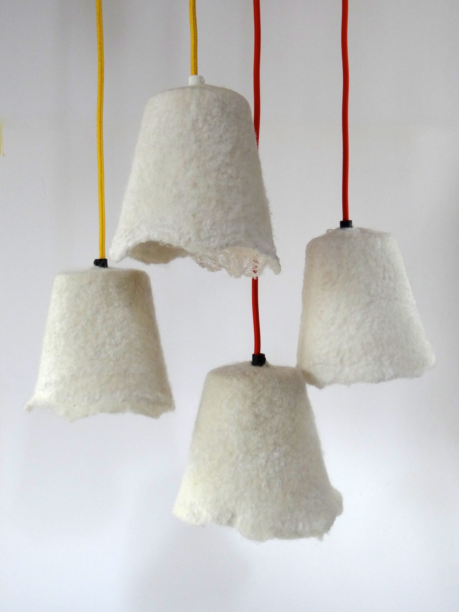 Handfelted Lampshade, Lamp, White Hanging Lamp, Felted Natural White ...