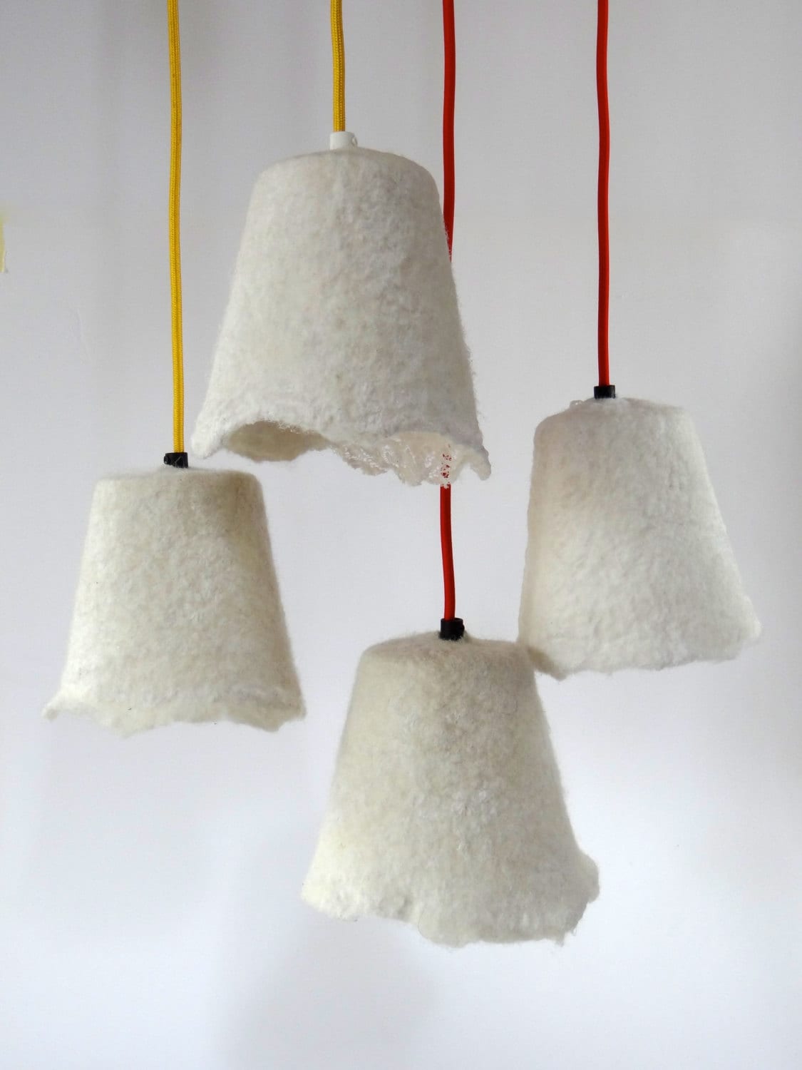 Handfelted Lampshade, Lamp, White Hanging Lamp, Felted Natural White ...