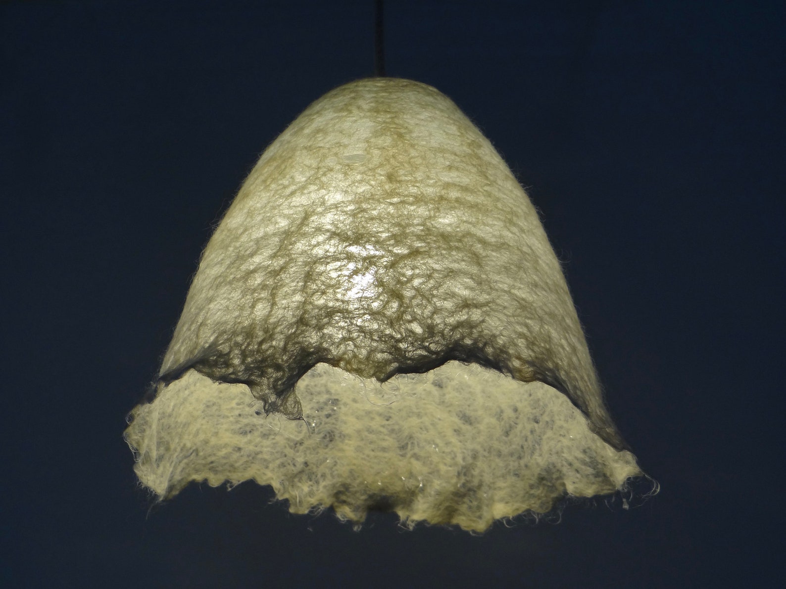 Felted Lamp, Handfelted Lampshade, Felted Natural Warm White Hanging ...