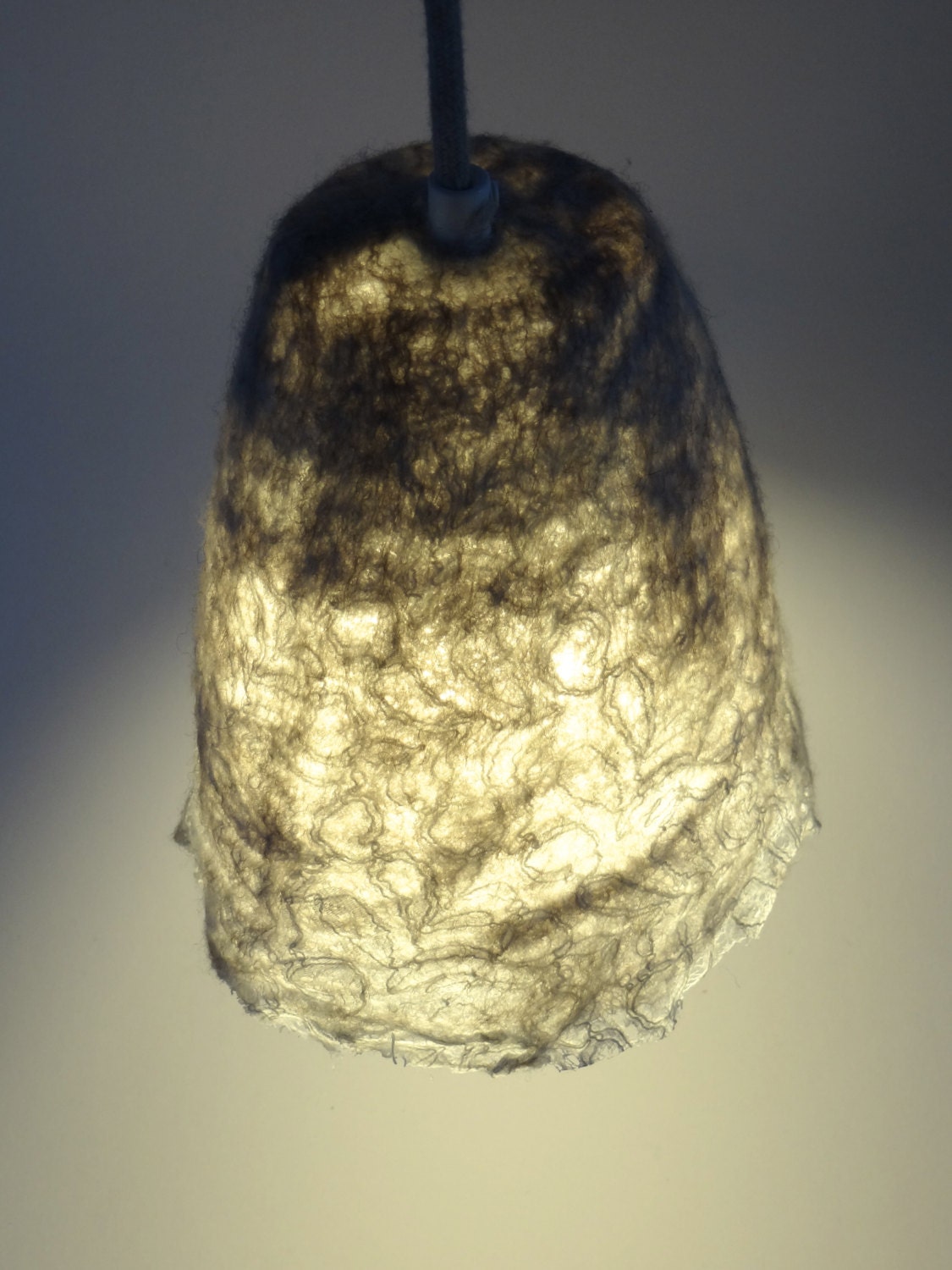 Handfelted Lampshade, Pendant Light, Lamp, Grey Hanging Lamp, Felted ...