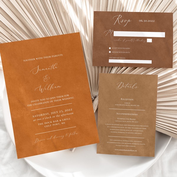 Leather Wedding Invitation - Etsy