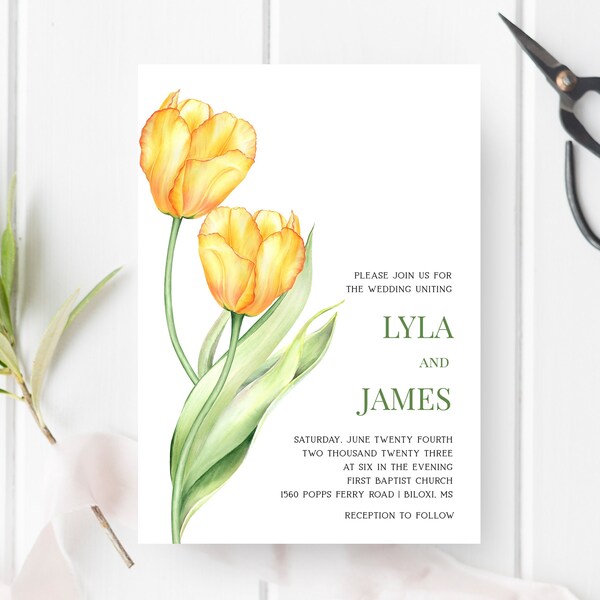 Tulip Invitation Template - Etsy