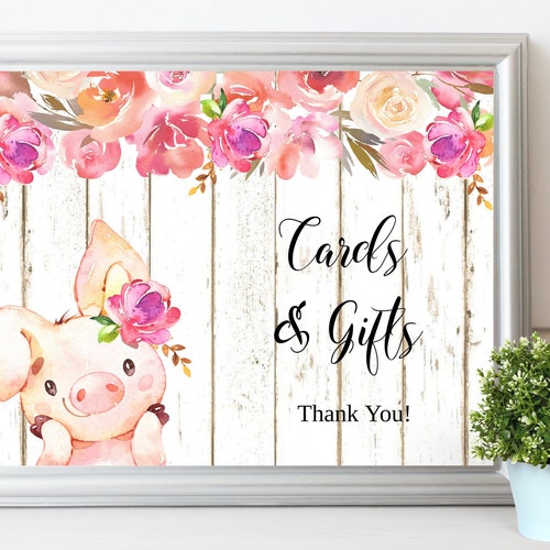 Baby Shower Table Signs Package Pink Pig Printable INSTANT | Etsy