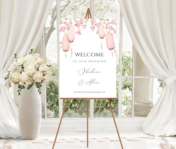 Sakura Welcome Wedding Sign, Cherry Blossoms Welcome, Wedding Sign ...