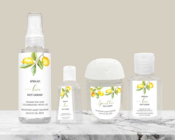 Lemons Hand Sanitizer Labels, Hand Sanitizer Favor Template, Hand ...