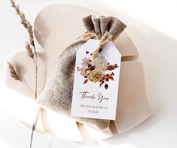 Autumn Leaves Gift Tags, Favor Hang Tag Template, Rustic Fall, Editable ...