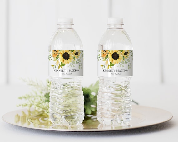 Sunflowers Water Bottle Label, Water Bottle Label, Water Label Template ...