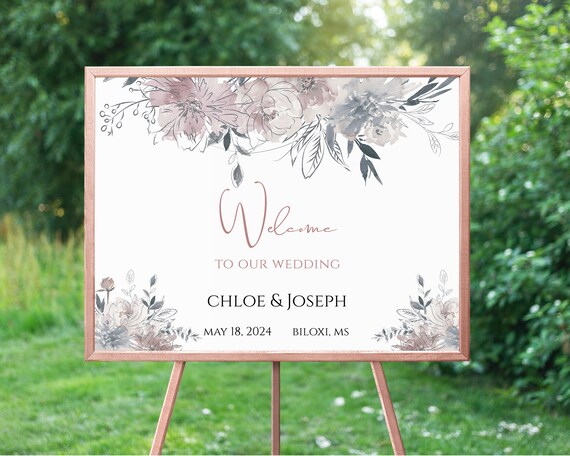 Sensuelle Mauve Welcome Wedding Sign, Dusty Rose, Bridal Shower Sign ...