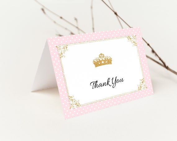 Royal Princess Thank You Cards, Royal Crown, Folded Card Template ...
