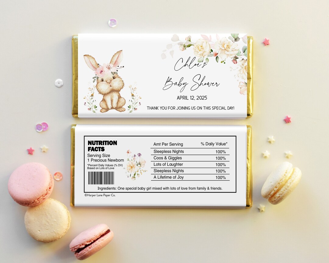 Some Bunny Sweet Candy Wrapper, Rabbit, Chocolate Bar Wrapper Template ...