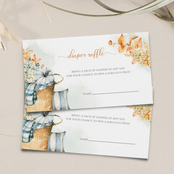 Fall Baby Shower Diaper Raffle, Autumn Floral, Diaper Raffle Insert ...