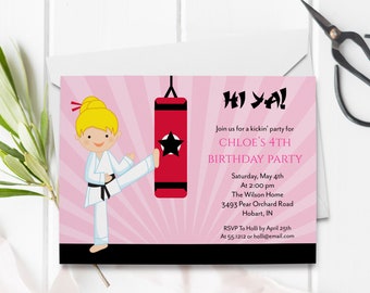Karate Girl Birthday Party Invitation - Etsy
