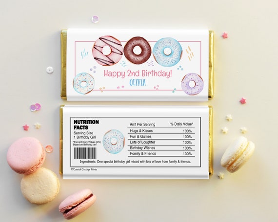 Donuts Candy Wrapper, Doughnut Candy Bar Wrapper Template, Editable ...