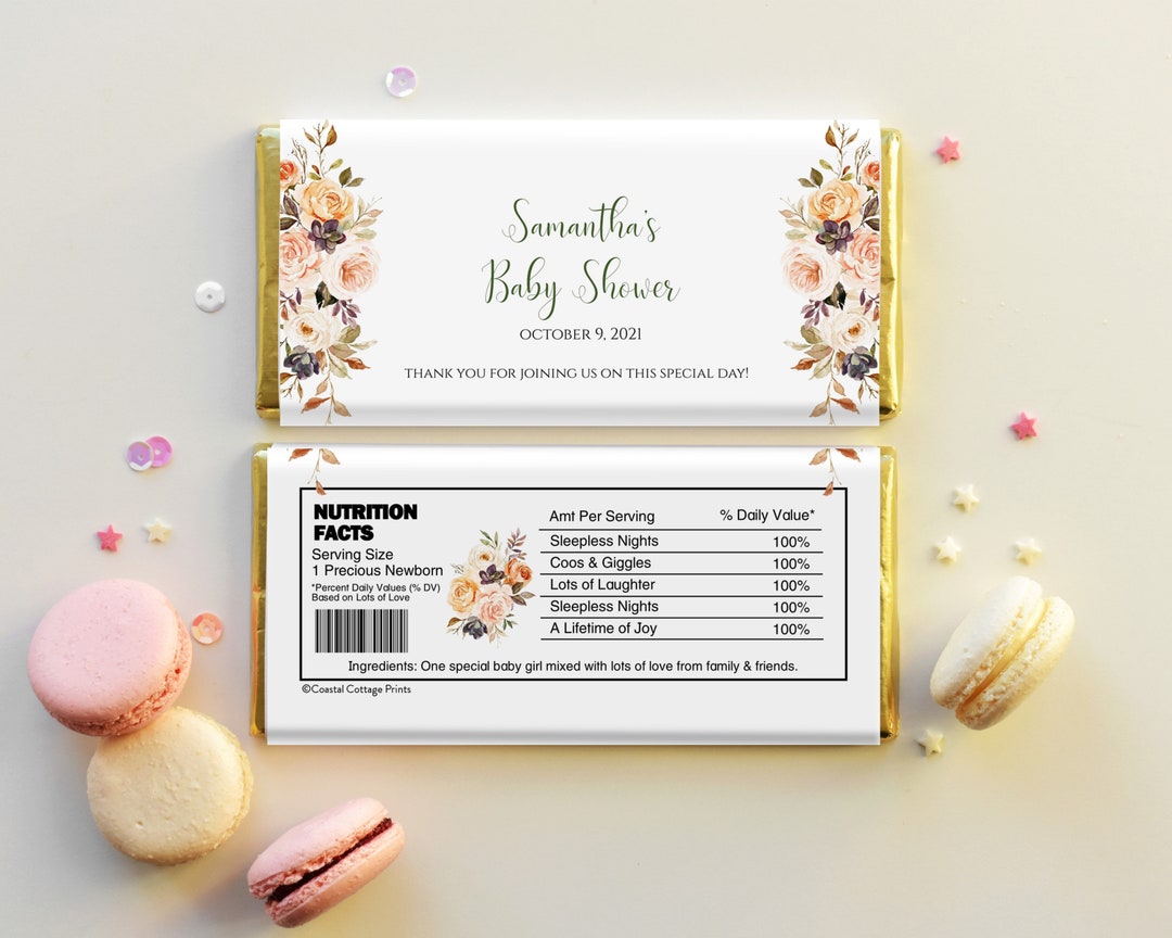 Burnt Orange & Blush Candy Wrapper Autumn Candy Bar Wrapper - Etsy