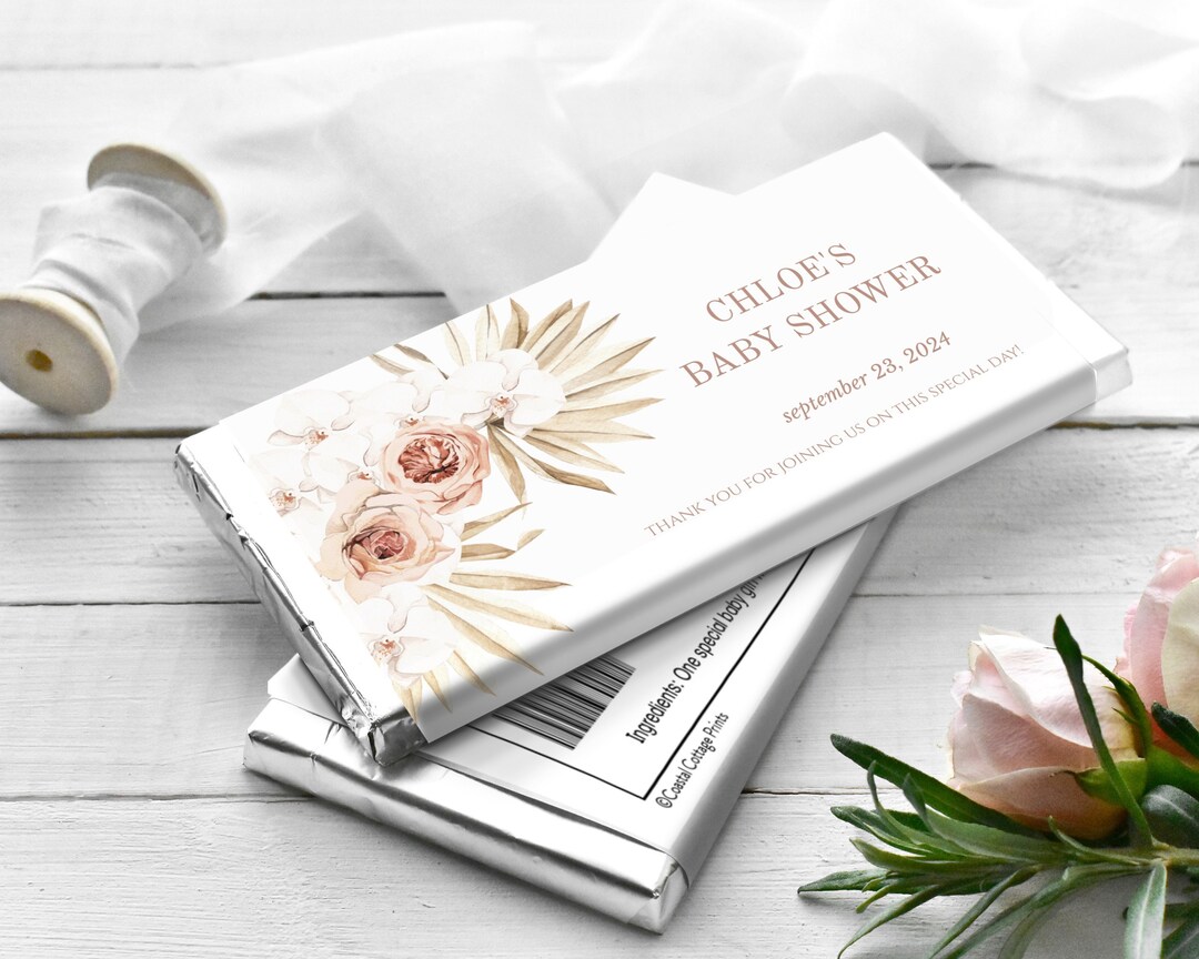 Boho Candy Wrapper, Chocolate Bar Wrapper Template, Boho Floral ...