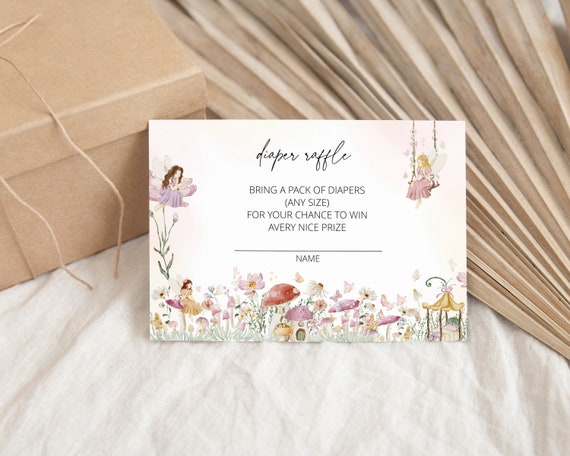 Little Fairy Raffle Cards, Enchanted Woodlands, Diaper Raffle Tickets ...