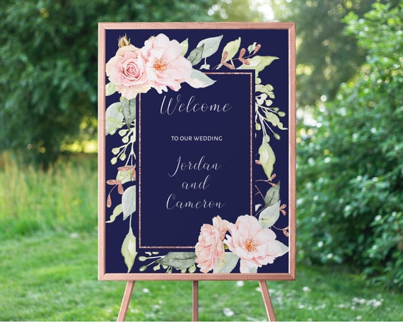 Welcome Wedding Sign, Pretty in Pink Welcome, Wedding Sign Template ...