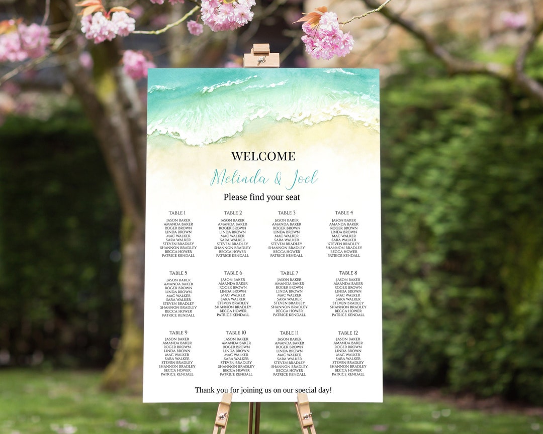 Beach Wedding Seating Chart Saltwater Shores Seating Chart - Etsy